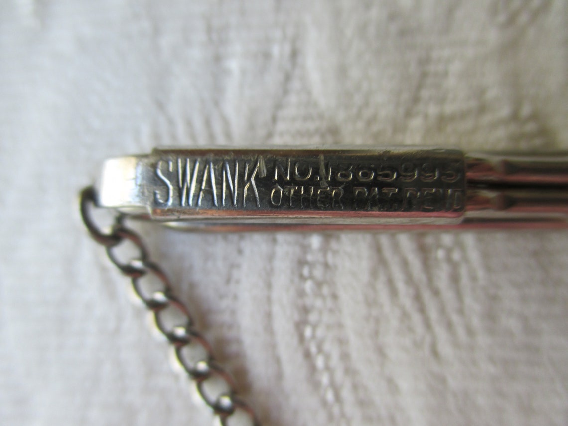 SWANK Tie Clip Chain Style Silver Tone Stainless Steel Tie - Etsy