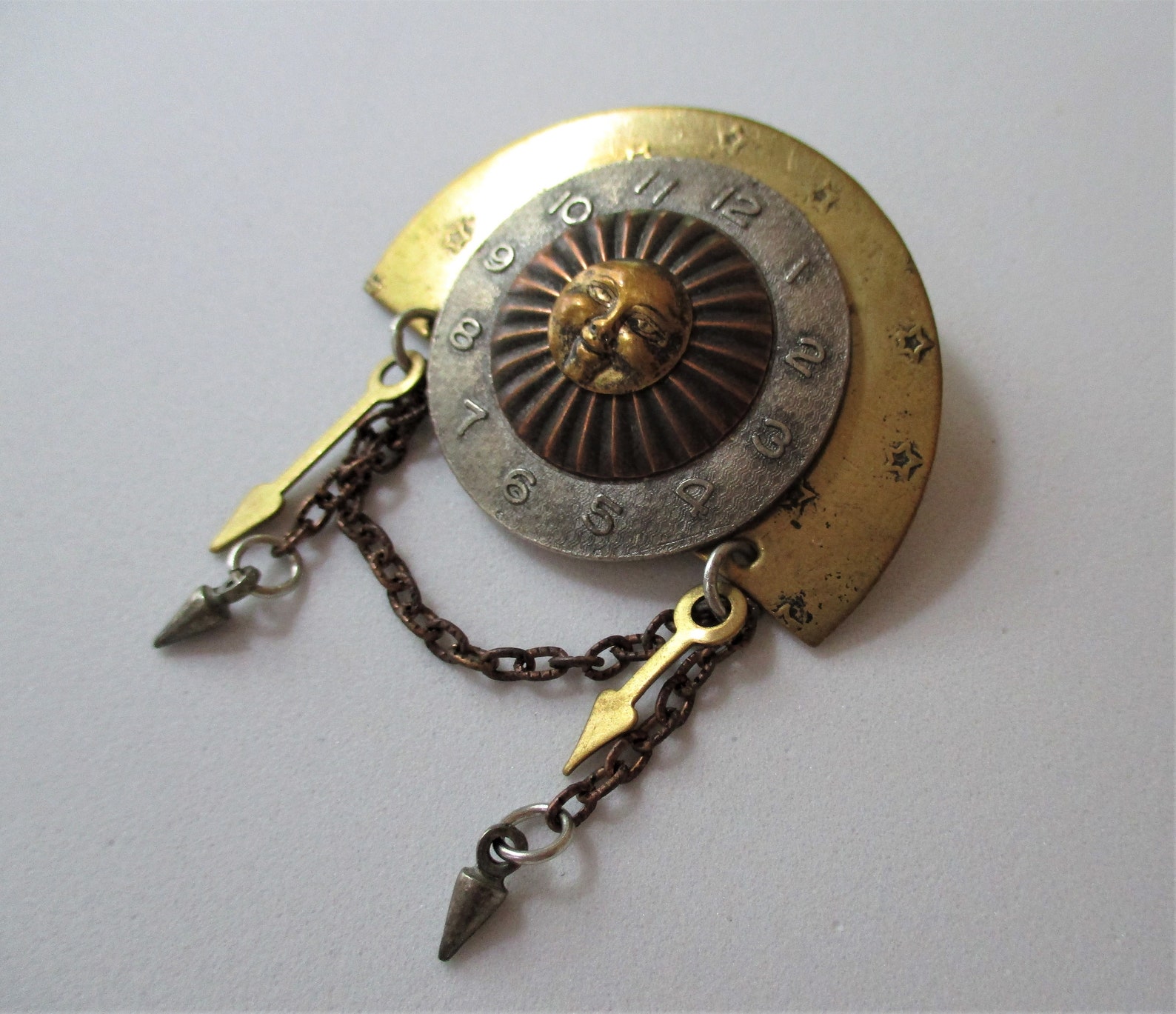 Vintage Cara Stimmel Brooch Tri-tone Half Circle W Man in - Etsy