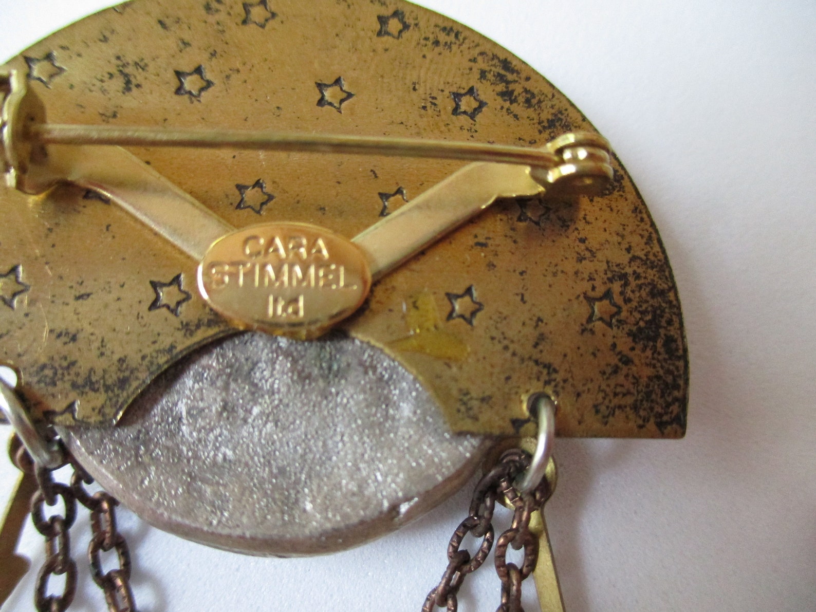 Vintage Cara Stimmel Brooch Tri-tone Half Circle W Man in - Etsy