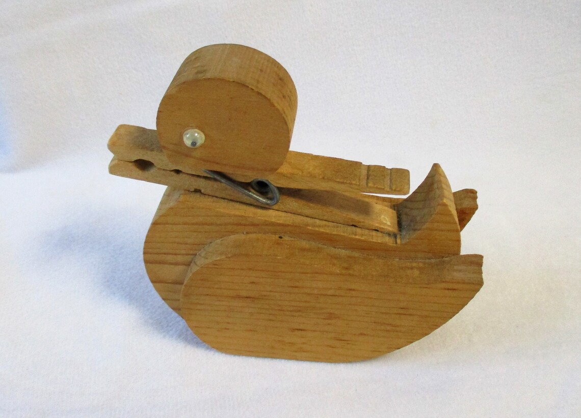 Vintage Wooden Clothespin Duck Clip With Rollie Eyes Retro - Etsy
