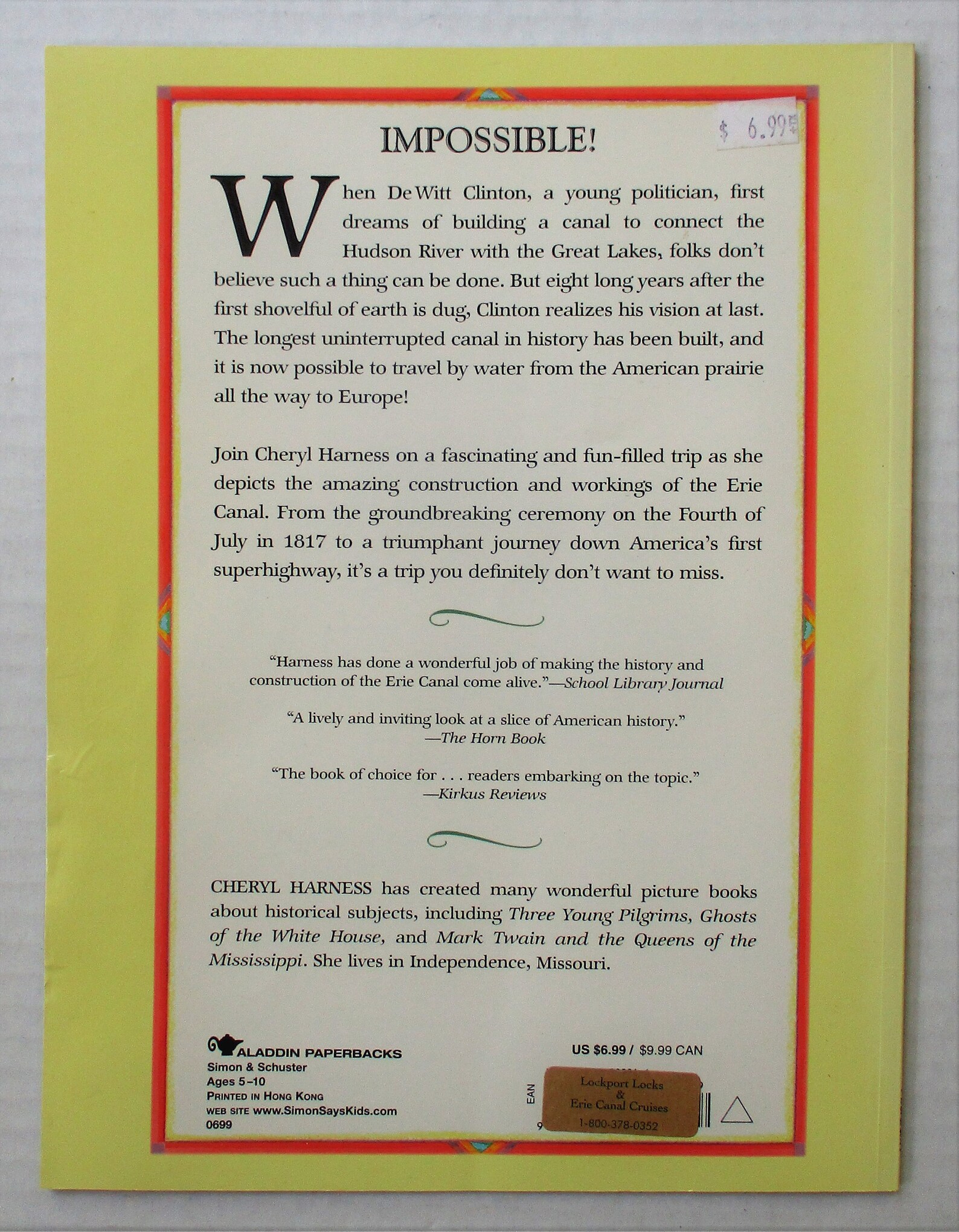 The Amazing Impossible Erie Canal by Cheryl Harness 1999, Soft Cover ...