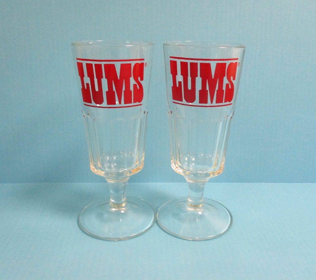 LUMS Beer Glasses From the Sixties, Set of Two Heavy 16 Oz Pedestal ...