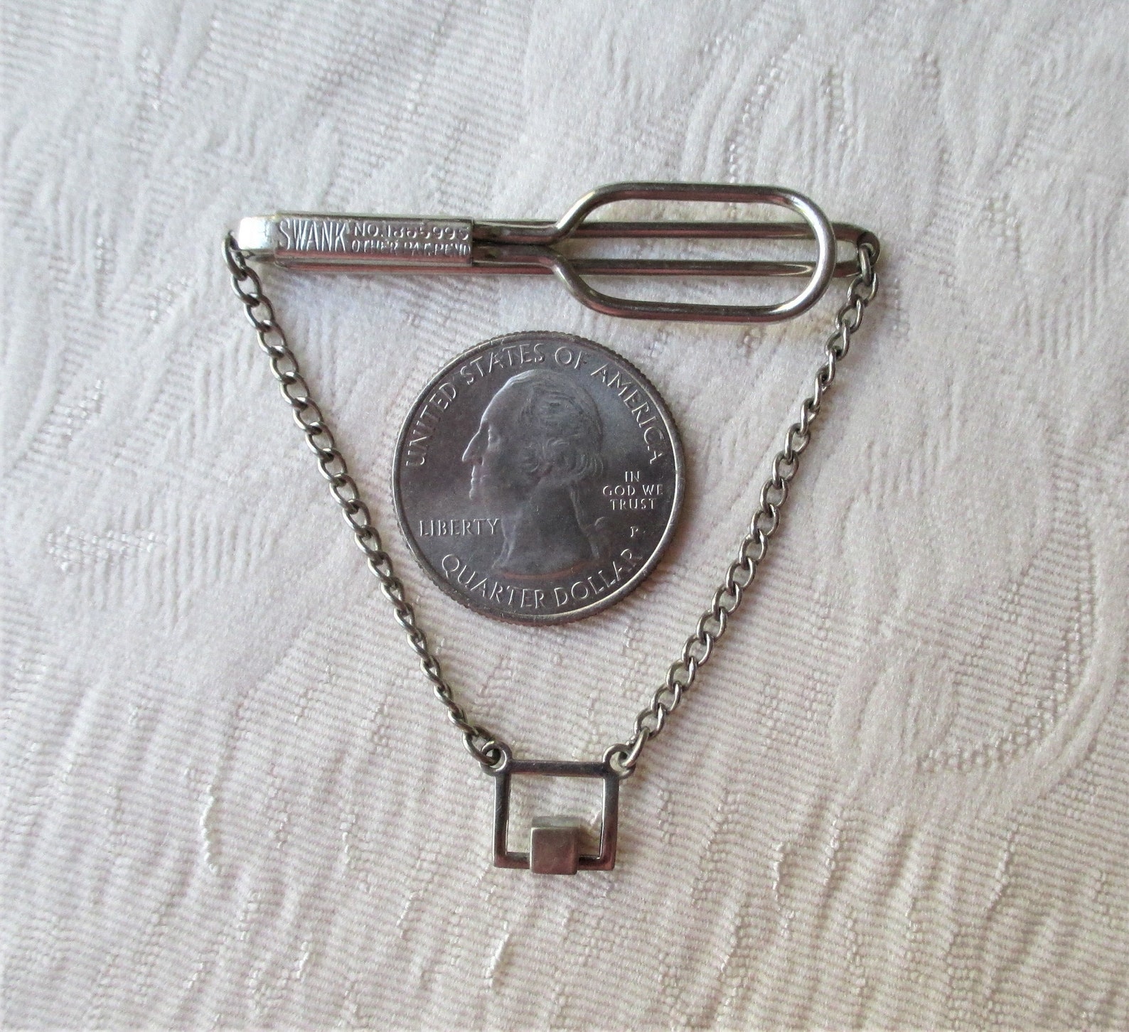 SWANK Tie Clip Chain Style Silver Tone Stainless Steel Tie - Etsy