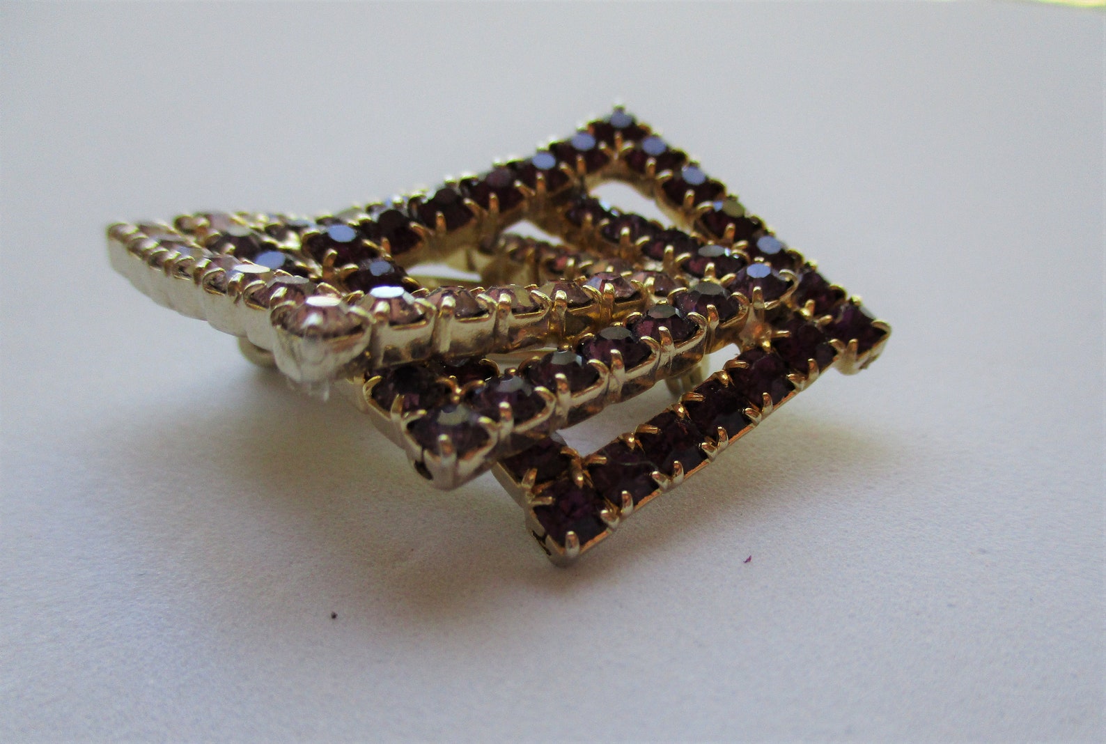 Vintage Purple & Pink Rhinestone Geometric Brooch Three - Etsy