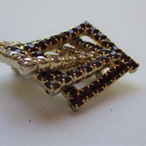 Vintage Purple & Pink Rhinestone Geometric Brooch, Three Interlocking ...