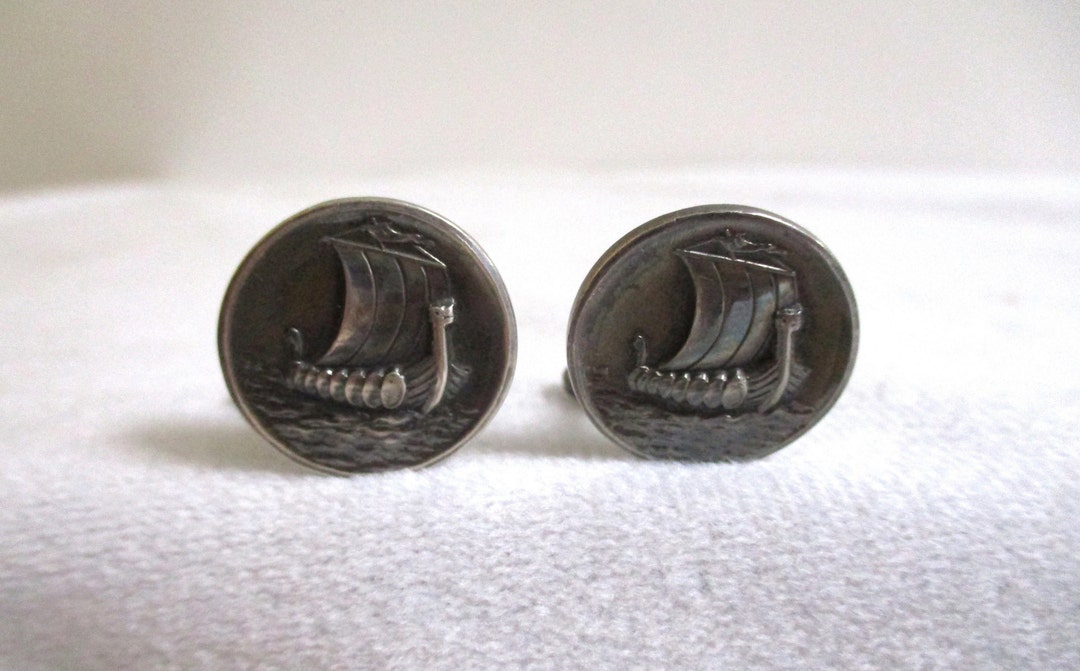 Georg Jensen Sterling Silver Viking Ship Cufflinks - Mid Century ...