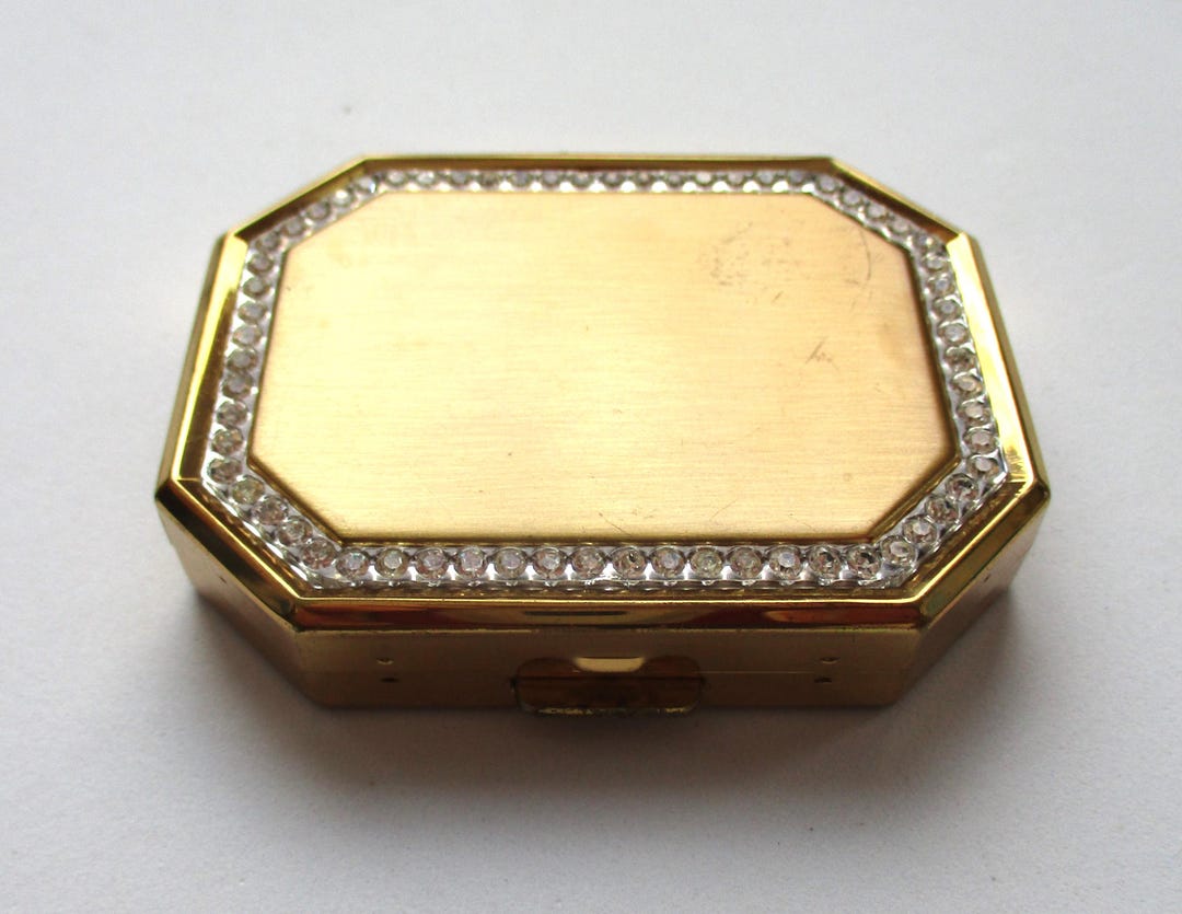 Vintage Avon Mirrored Compact With Rhinestones on Lid, Powder Still ...