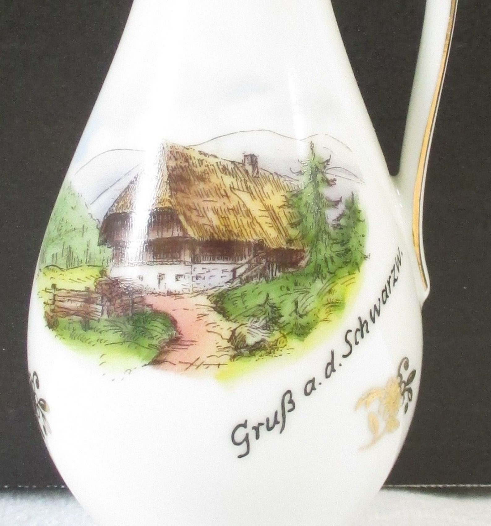 Triberg Germany Echt Gold Porcelain Ewer Vase Hand Decorated - Etsy