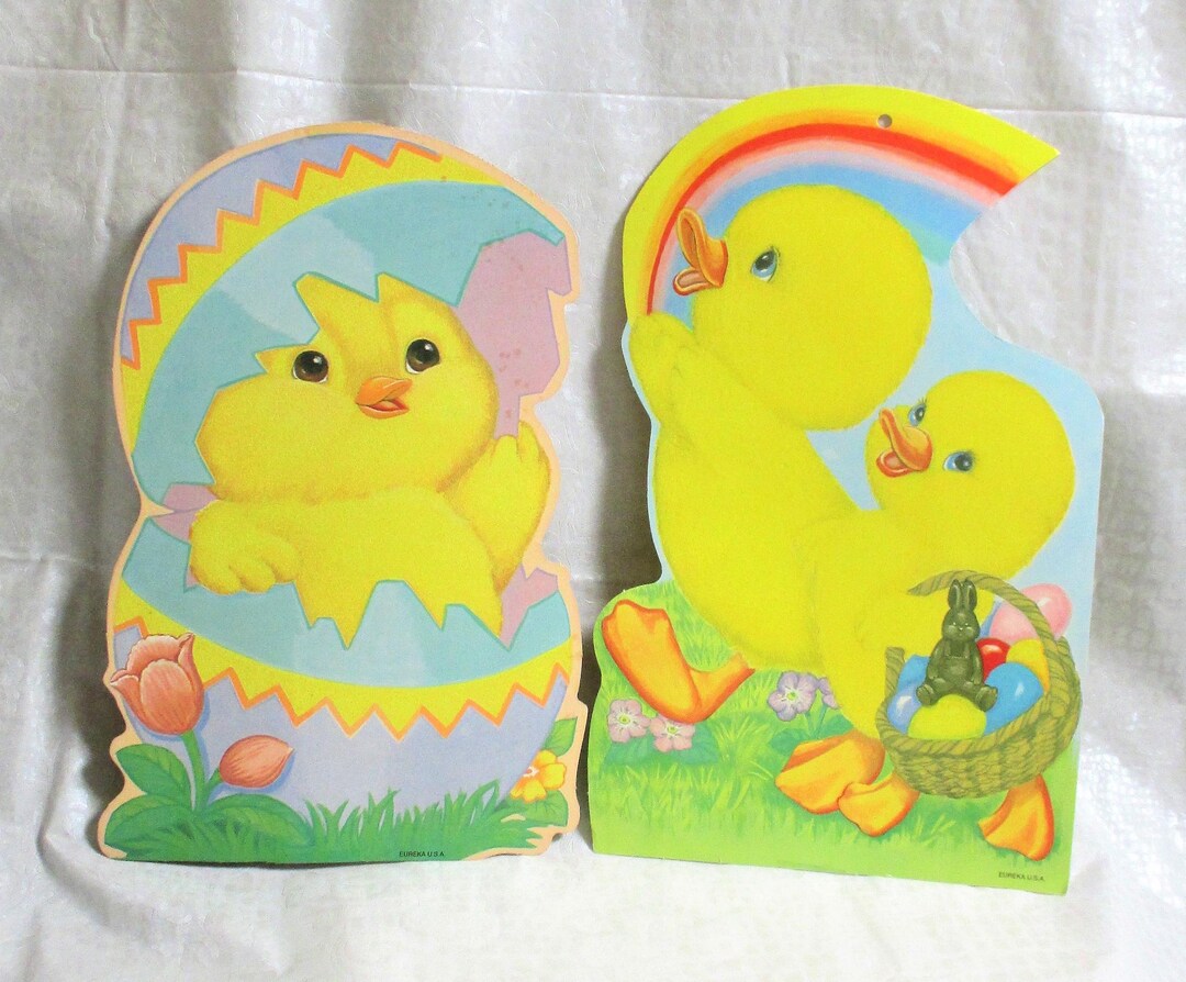 Vintage Fuzzy Easter Chick Die Cuts: Eureka Yellow Ducklings Decor - Etsy