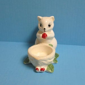 Vintage Ceramic Christmas Squirrel Tea Light Candle Holder Figurine ...