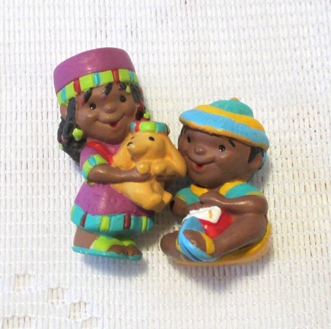Vintage Hallmark Girl & Boy Plastic Figurines, 1995 Ethnic Mini ...