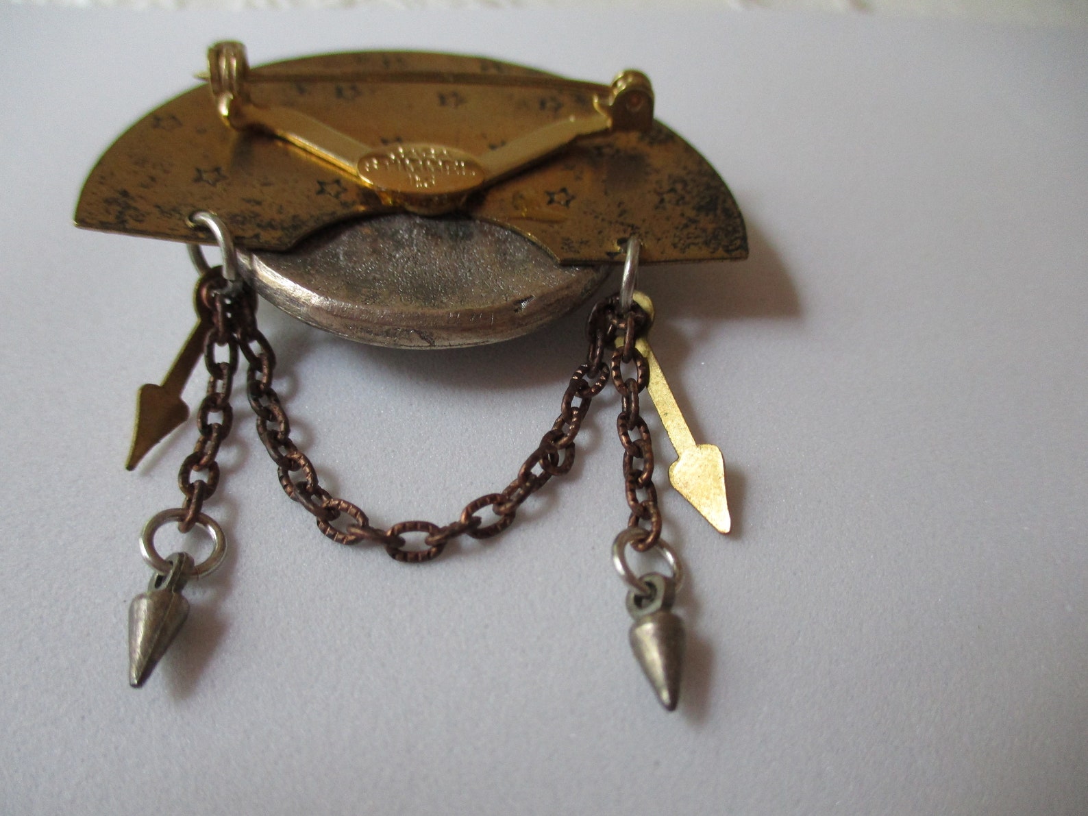 Vintage Cara Stimmel Brooch Tri-tone Half Circle W Man in - Etsy