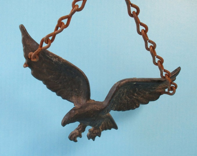Vintage Iron Eagle in Flight on a Rusty Chain, Bald Eagle With Wings ...
