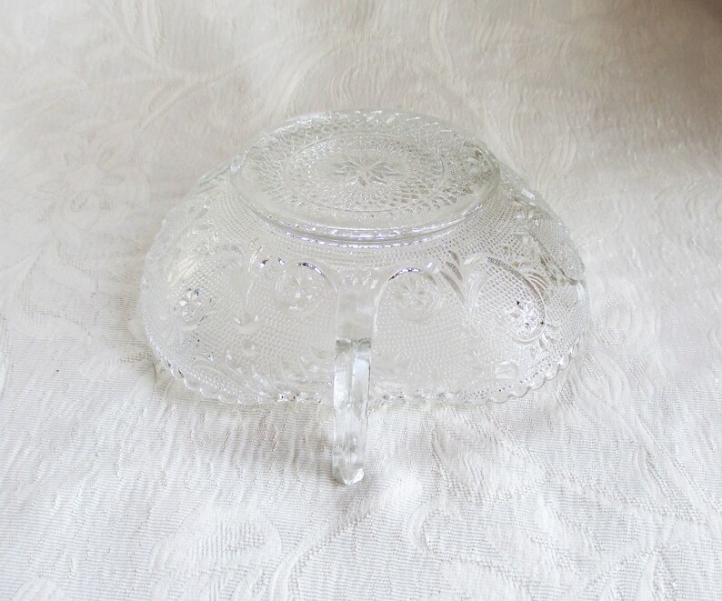 Vintage Pressed Glass Nappy Dish With Handle Clear Glass - Etsy