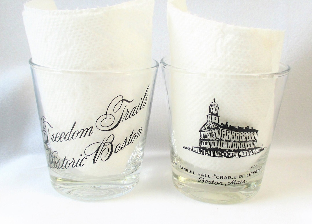 Vintage Boston Freedom Trail Rock Glasses - Faneuil Hall Barware Set - Etsy