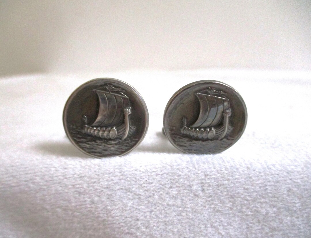 Georg Jensen Sterling Silver Viking Ship Cufflinks With Orig Box, Mid ...
