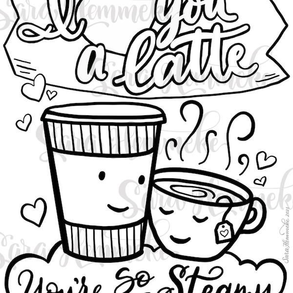 Latte Coloring Page - Etsy
