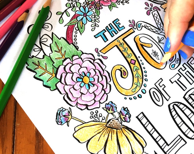 Coloring Page Bible Verse Joy of the Lord PDF DOWNLOAD | Etsy