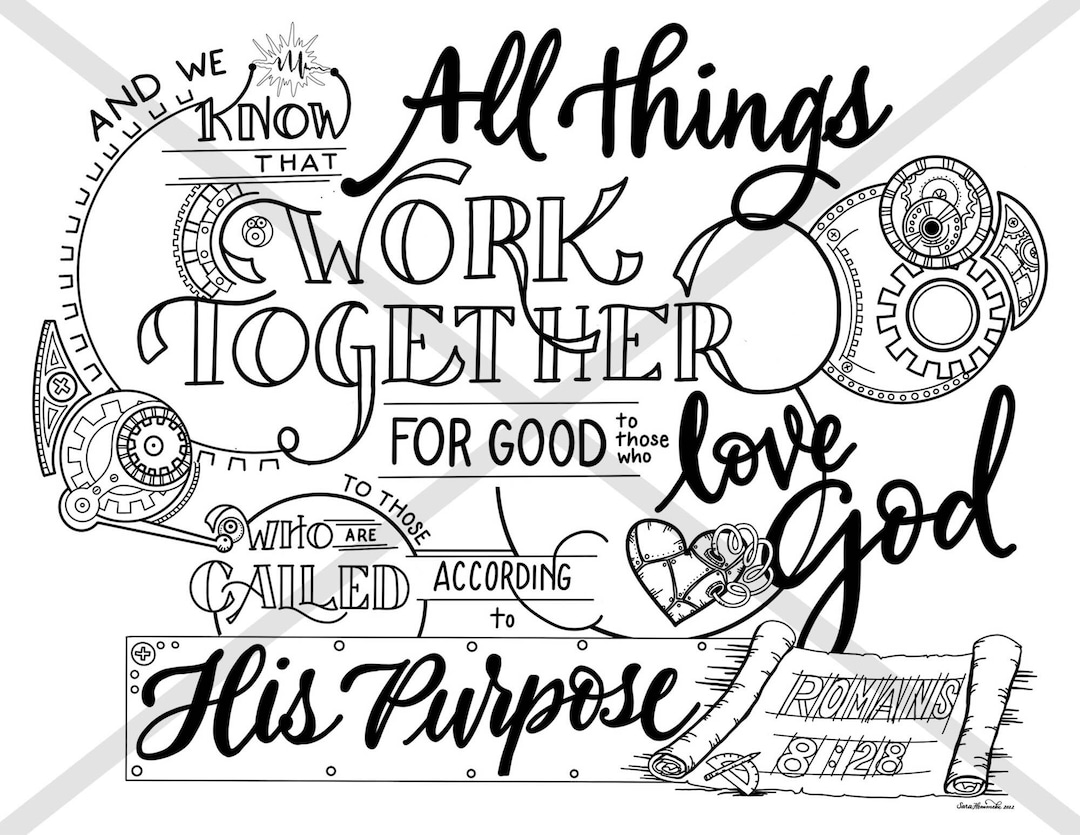 Bible Verse Coloring Page Download - Romans 8:28 "all Things Work ...
