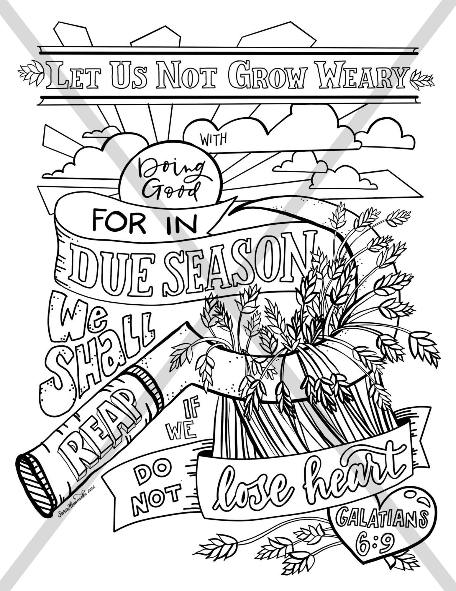 Bible Verse Coloring Page Galatians 6:9 "reap in Due Season, Don't Lose ...