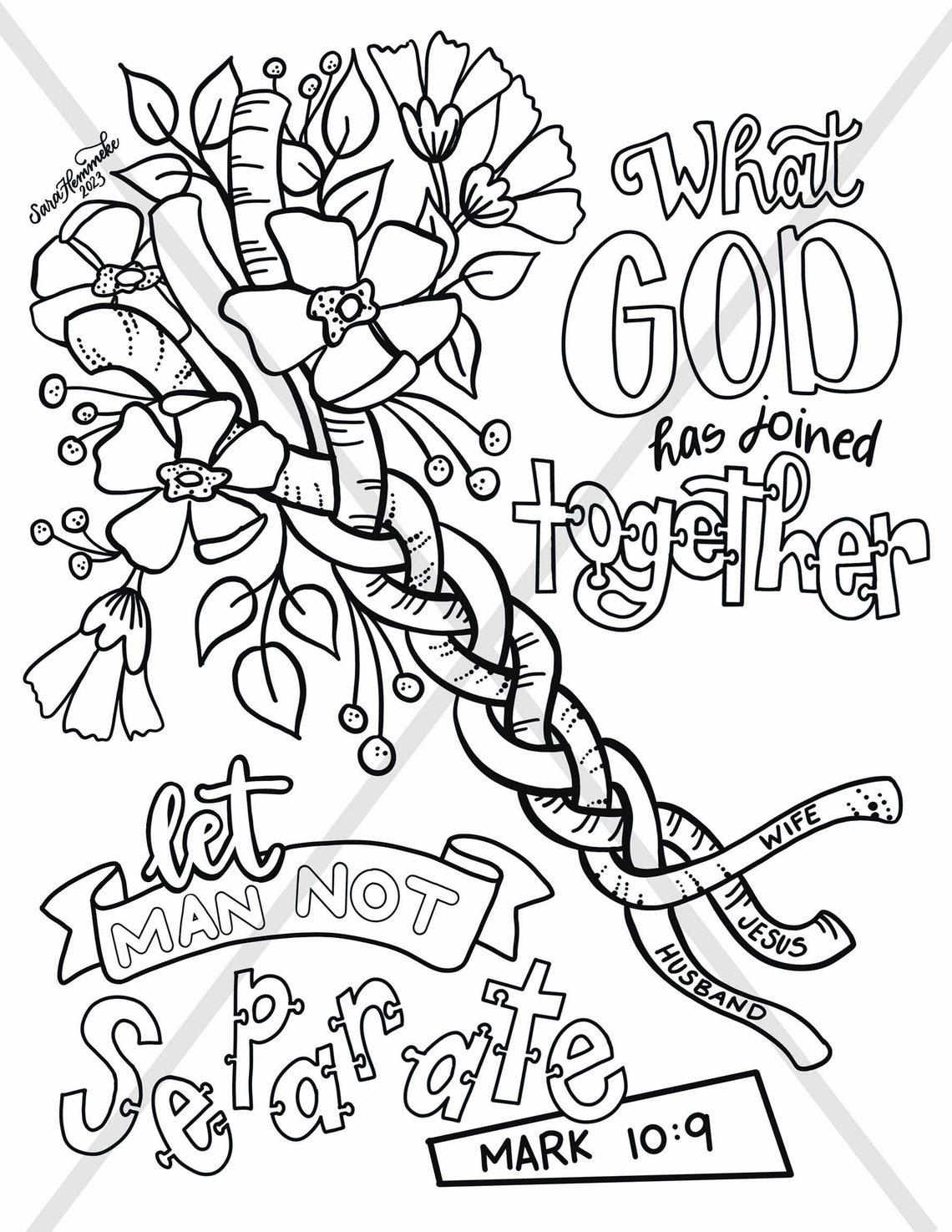 Bible Verse Coloring Page - What God Has Joined - Wedding Scripture - Etsy
