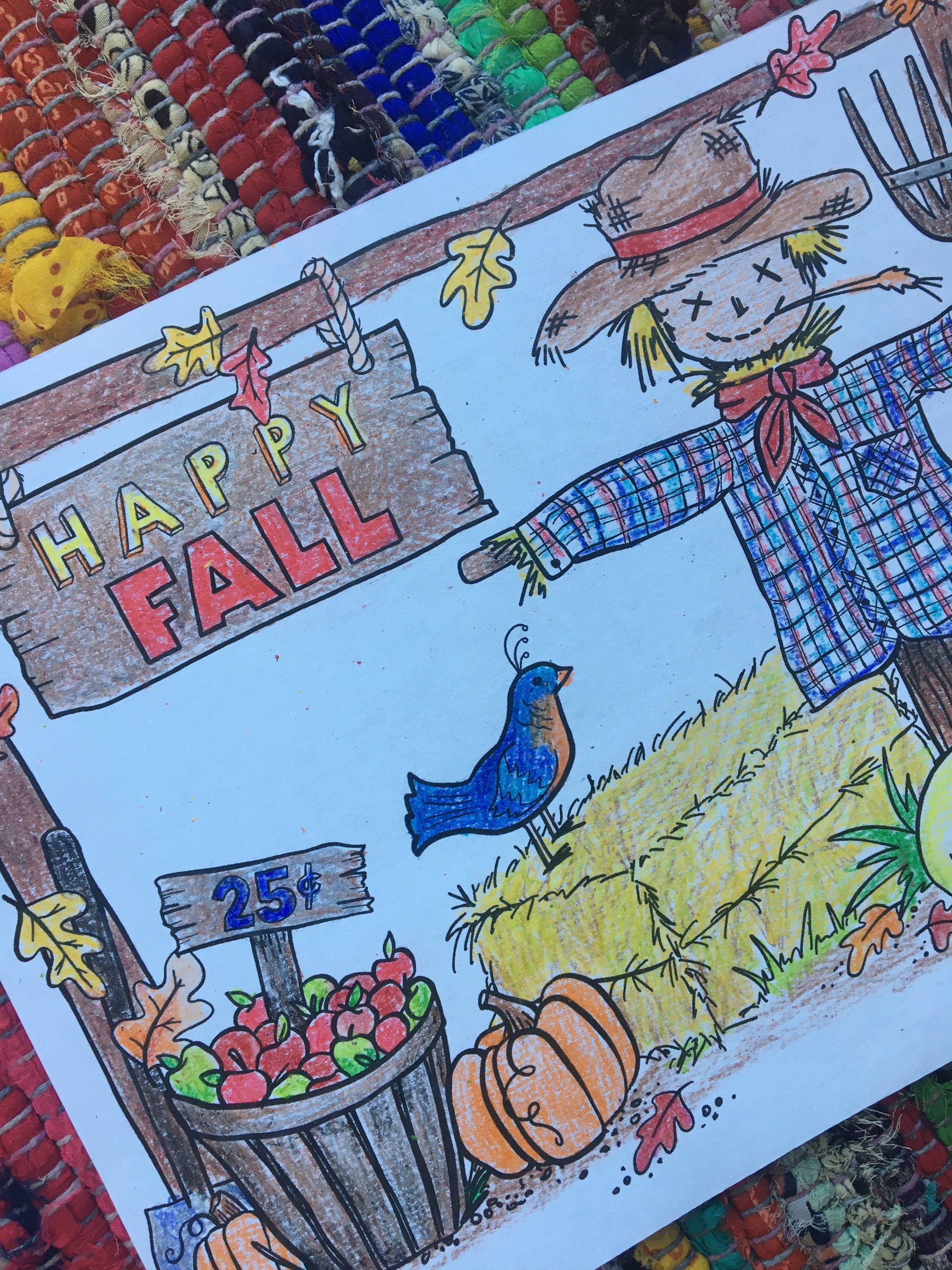 Happy Fall - Coloring Page DOWNLOAD - PDF - Etsy