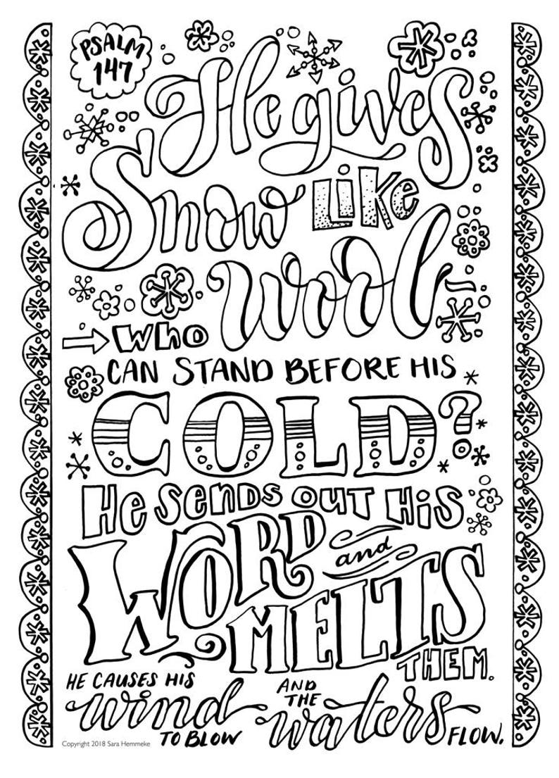 Snow Like Wool Coloring Page Bible Verse - Printable Download Psalm 147 ...