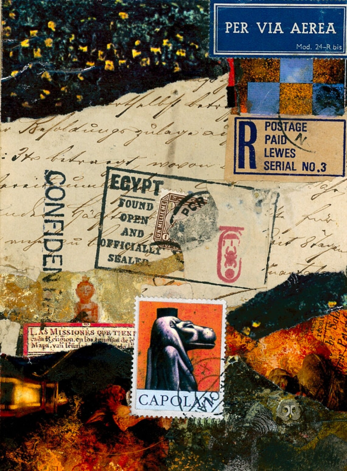 Egypt Confidential. 4.5 X 6.25. Capolan Collage. Acrylics, Inks and ...