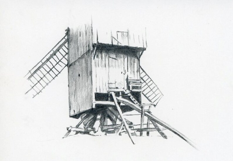 Windflower' Original Drawings 'windmill' Frame - Etsy