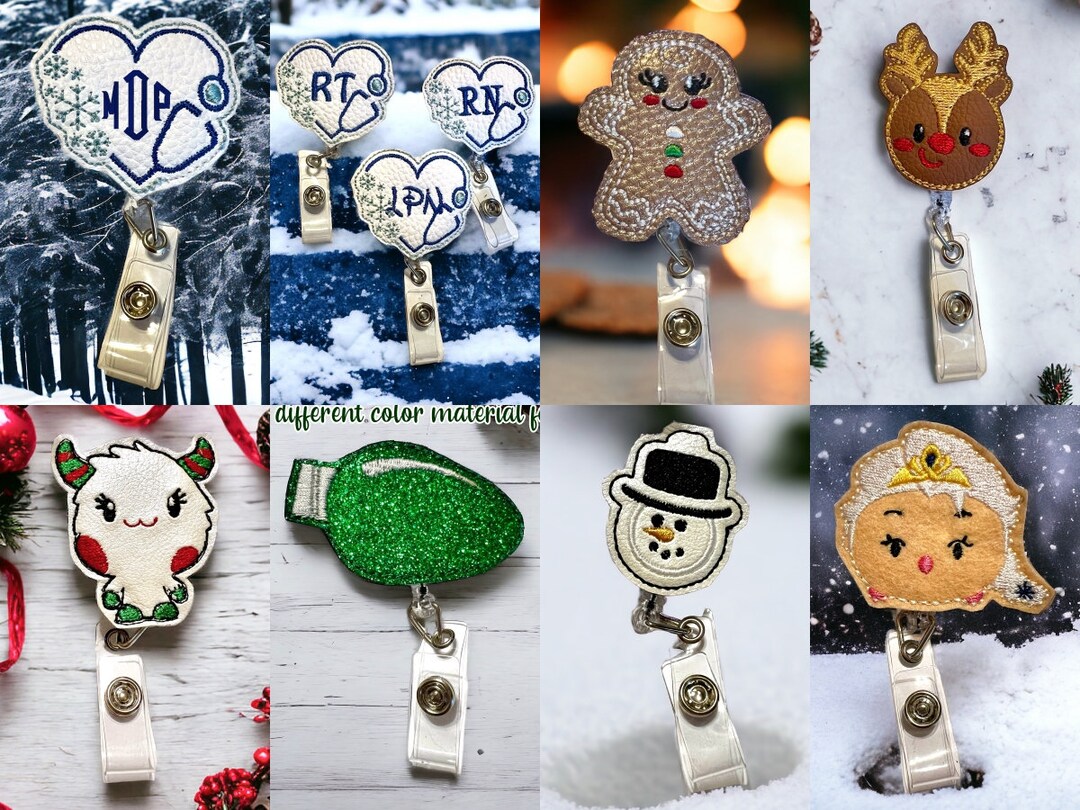Name ID Badge Reel Snowflake Stethoscope Heart Personalized Gingerbread ...