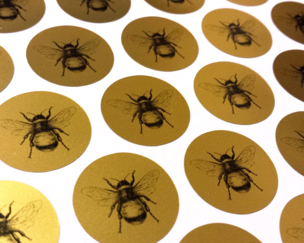 1" Round - 63 Gold Stickers - Bee Stickers - FBEG0 - Etsy