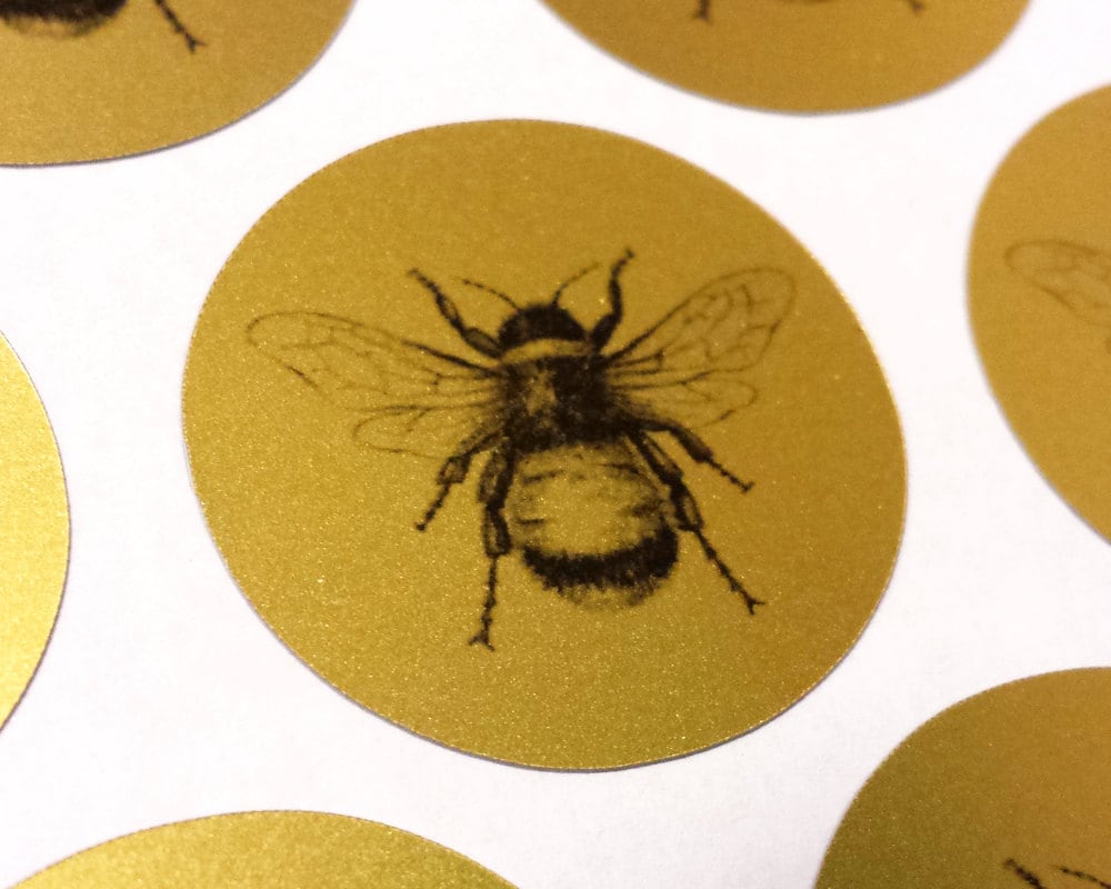 1" Round - 63 Gold Stickers - Bee Stickers - FBEG0 - Etsy
