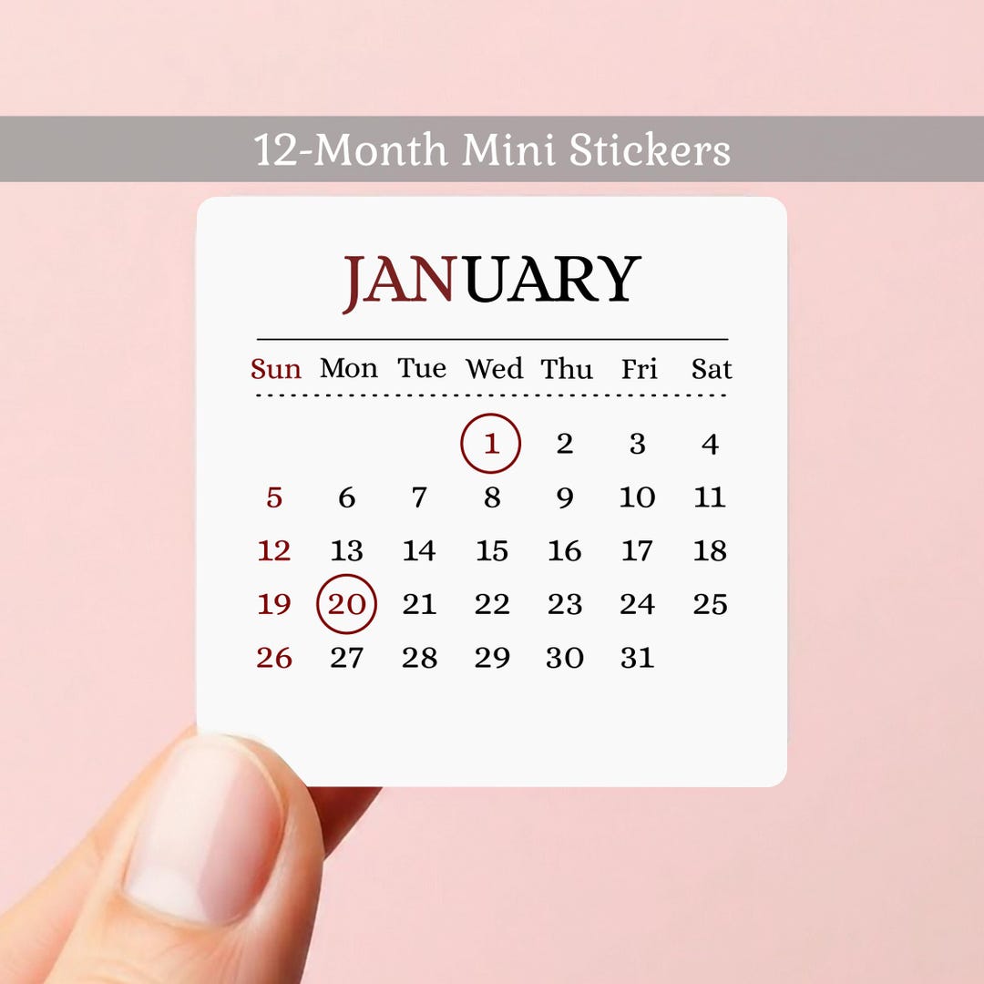 2025 Formal Mini Calendar Planner Stickers, Monthly Calendar Stickers ...