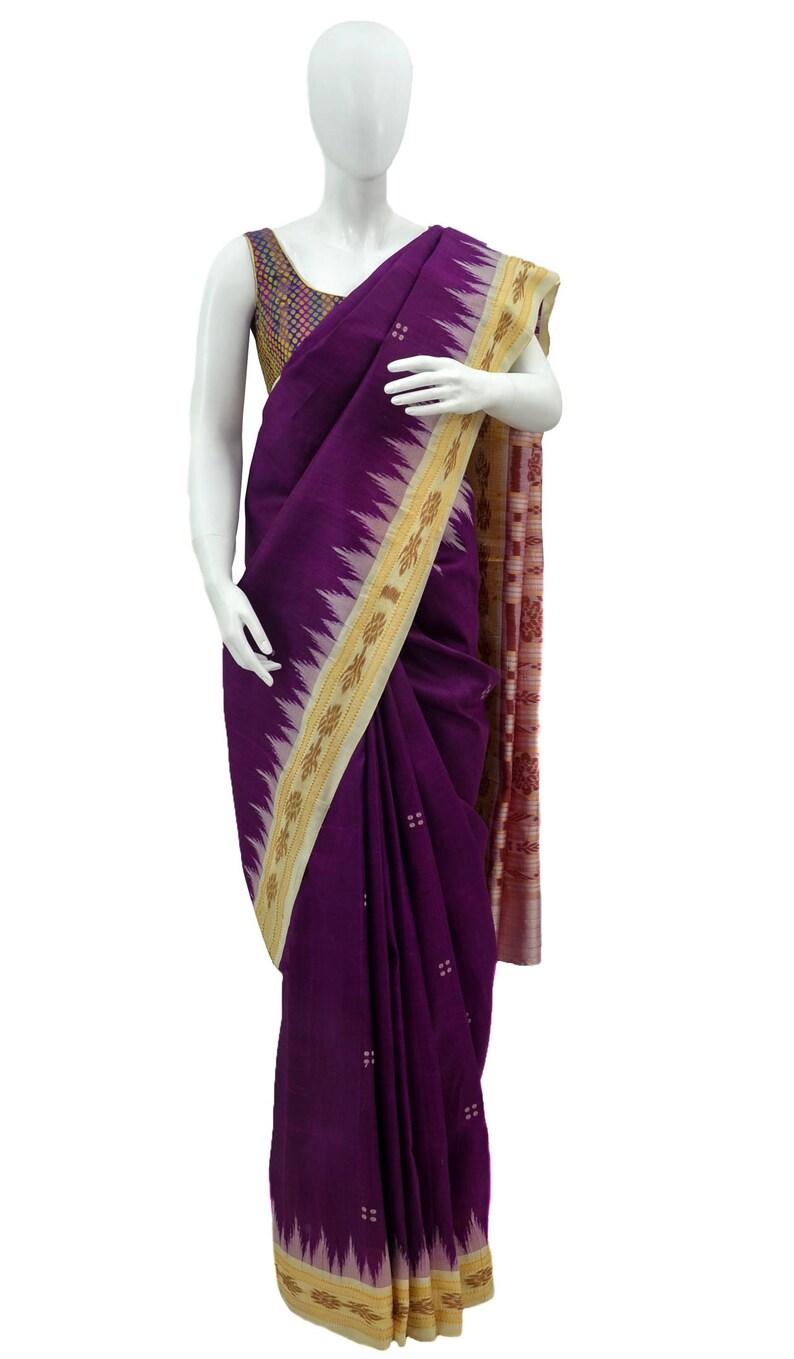 Hand woven Pure Silk Orissa Ikkat Saree in Purple Color with | Etsy