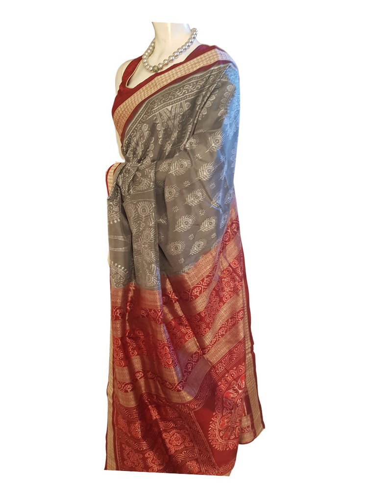 Hand Woven Pure Silk Orissa Ikkat Saree in Grey Color With - Etsy