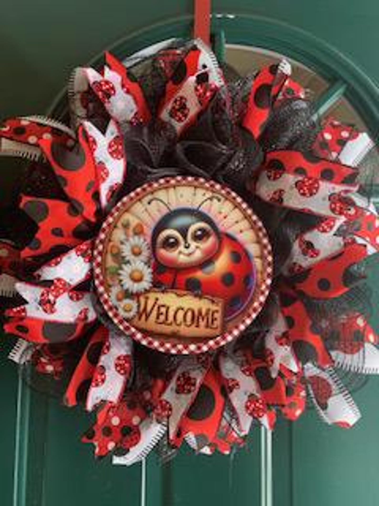 Ladybug Deco Mesh Wreath / Front Door Decor / Handmade Wreath - Etsy