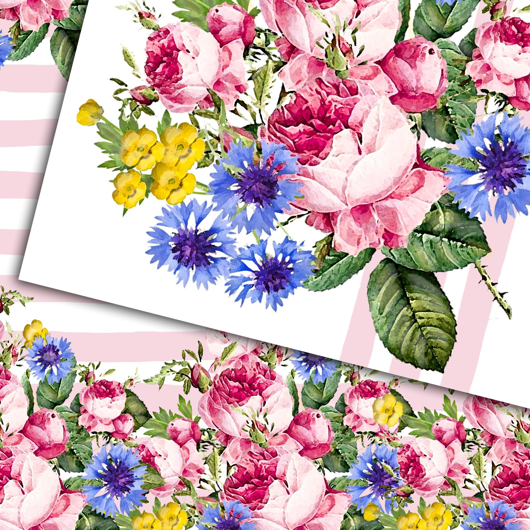 Romantic Paper Pack Glam Seamless Patterns Watercolor Illustrations ...
