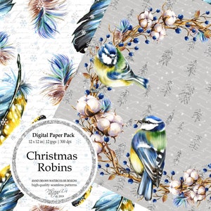 Christmas Digital Papers, Watercolor Backgrounds, Winter Planner ...