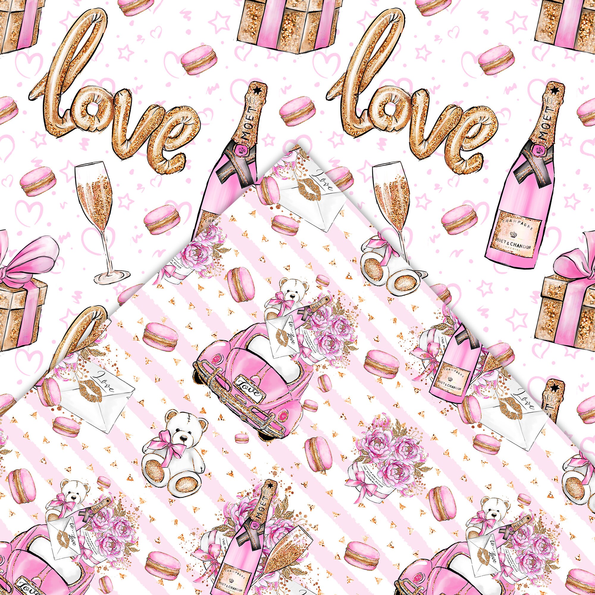 Romantic Digital Paper Pack Love Planner Stickers Valentine | Etsy