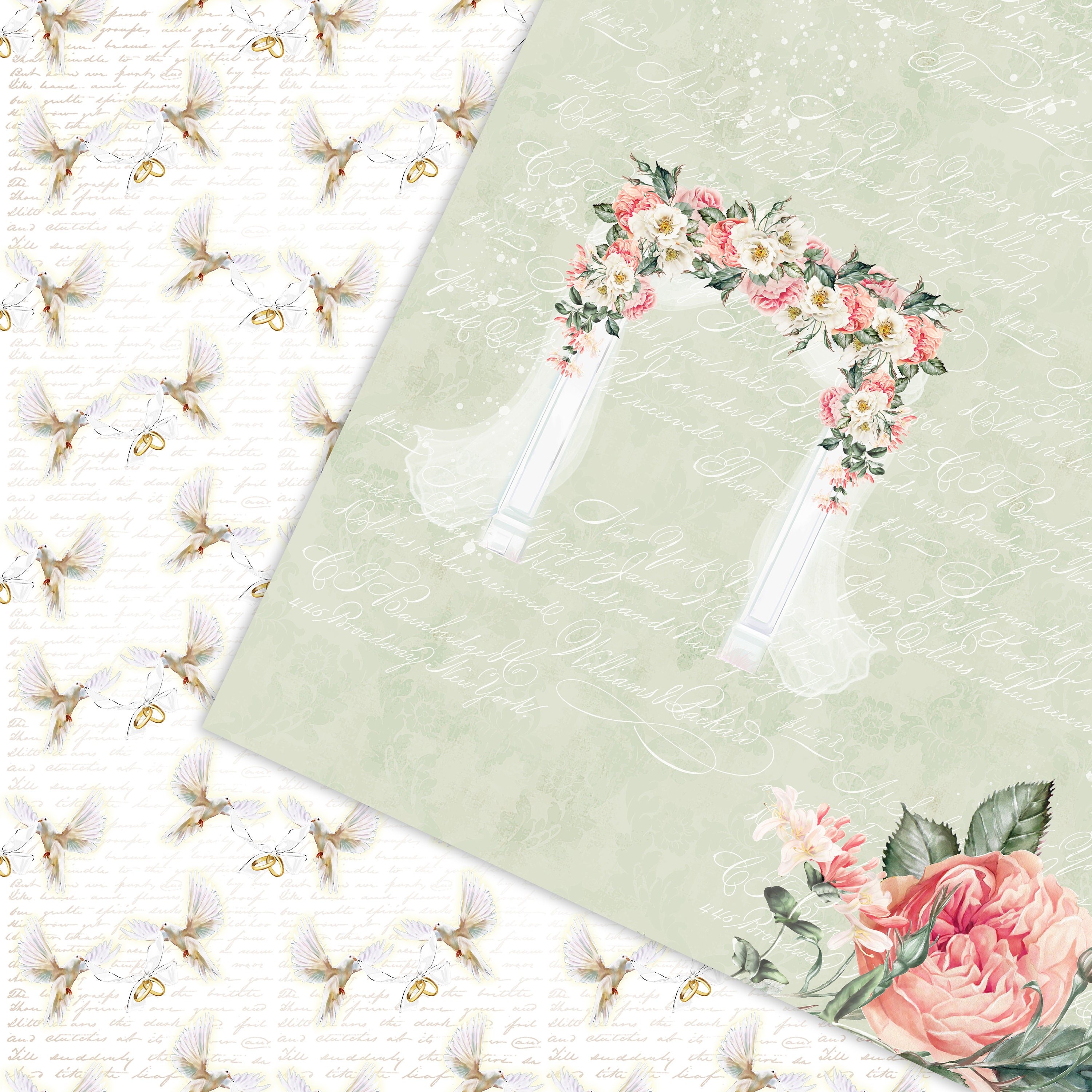 Wedding Digital Papers, Seamless, Surface Patterns, Planner Stickers ...