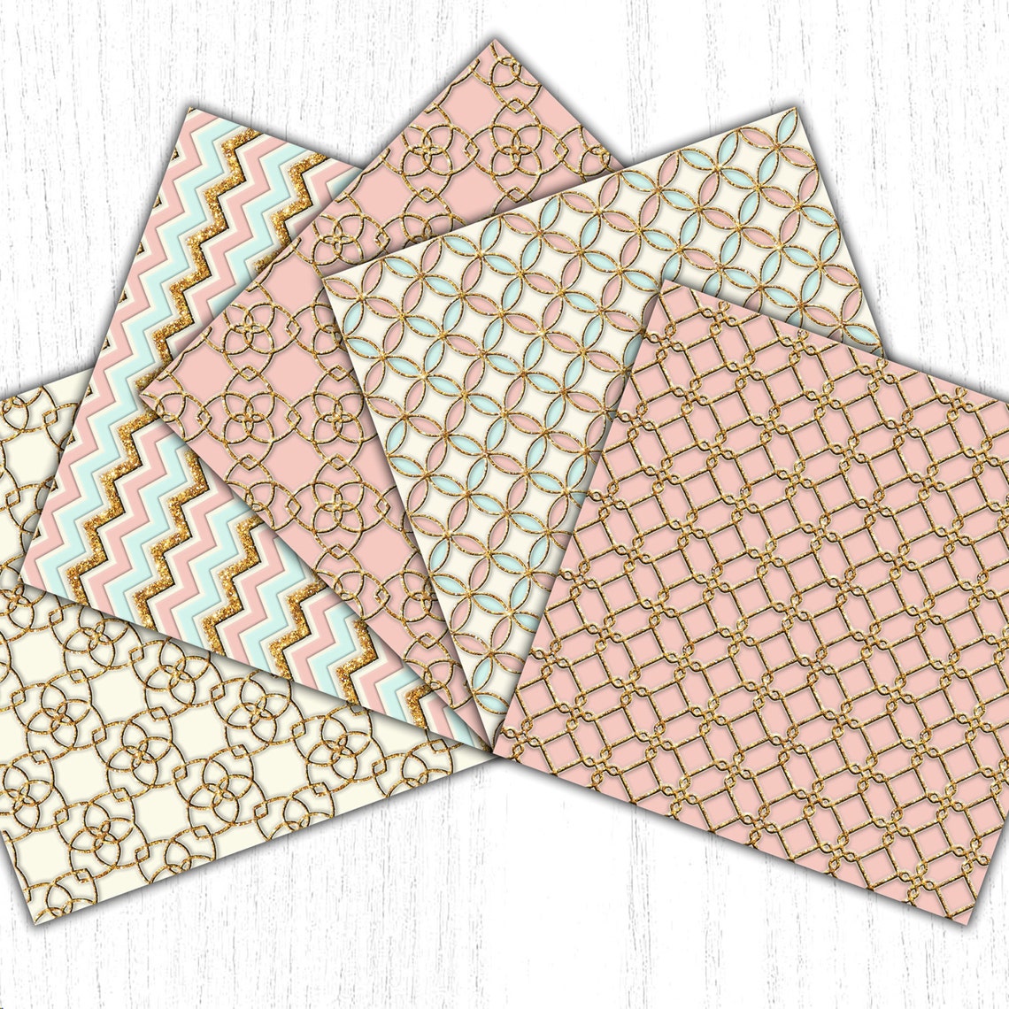 Blush Mint Digital Paper Pack Seamless Patterns Printable Planner ...