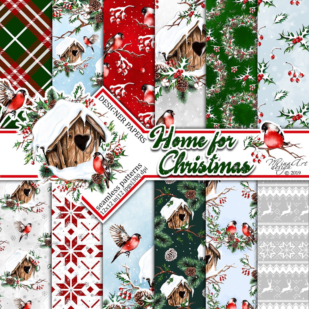 Christmas Digital Papers, Winter Planner Stickers, Watercolor ...