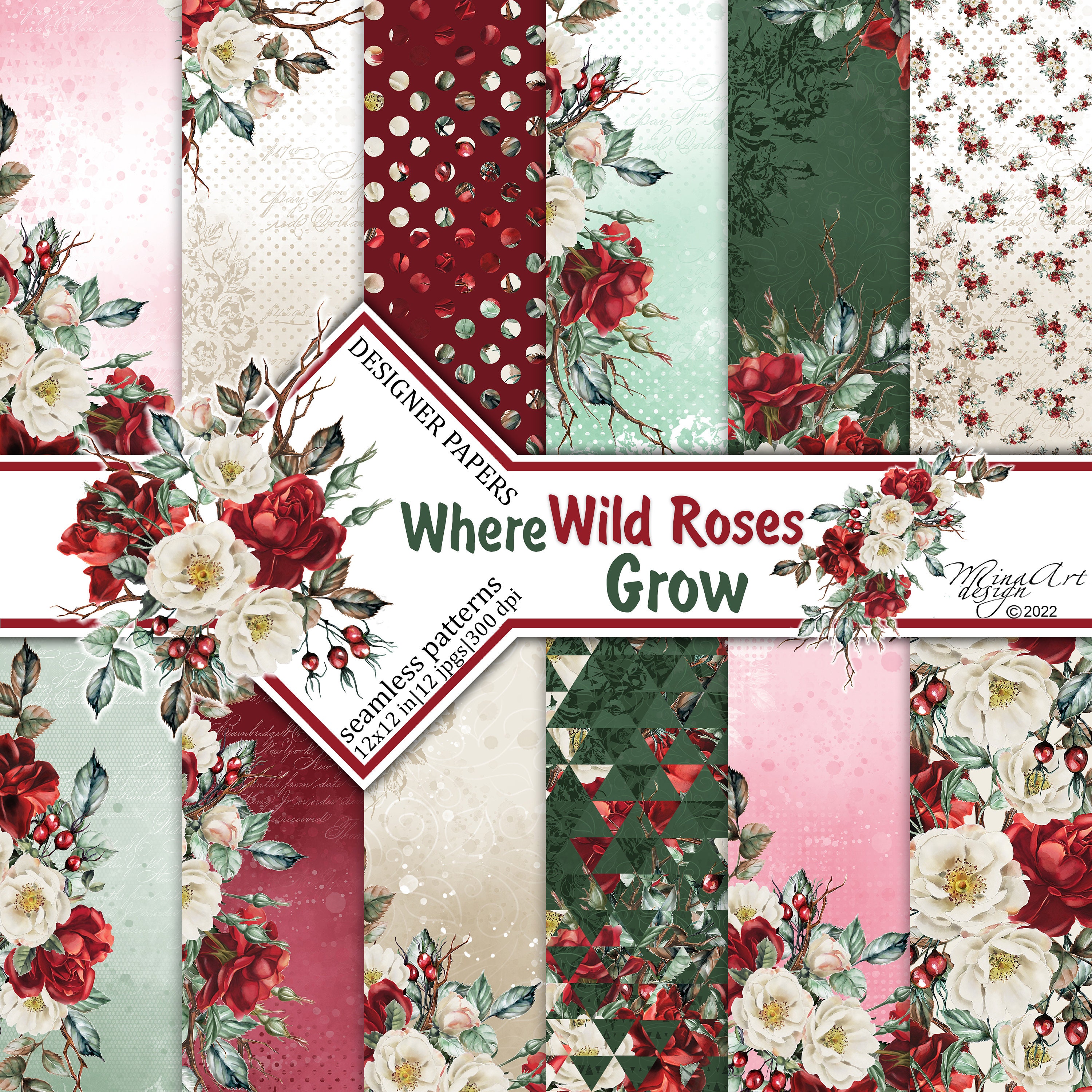 Wedding Digital Papers, Seamless, Surface Patterns, Planner Stickers ...