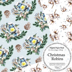 Christmas Digital Papers, Watercolor Backgrounds, Winter Planner ...