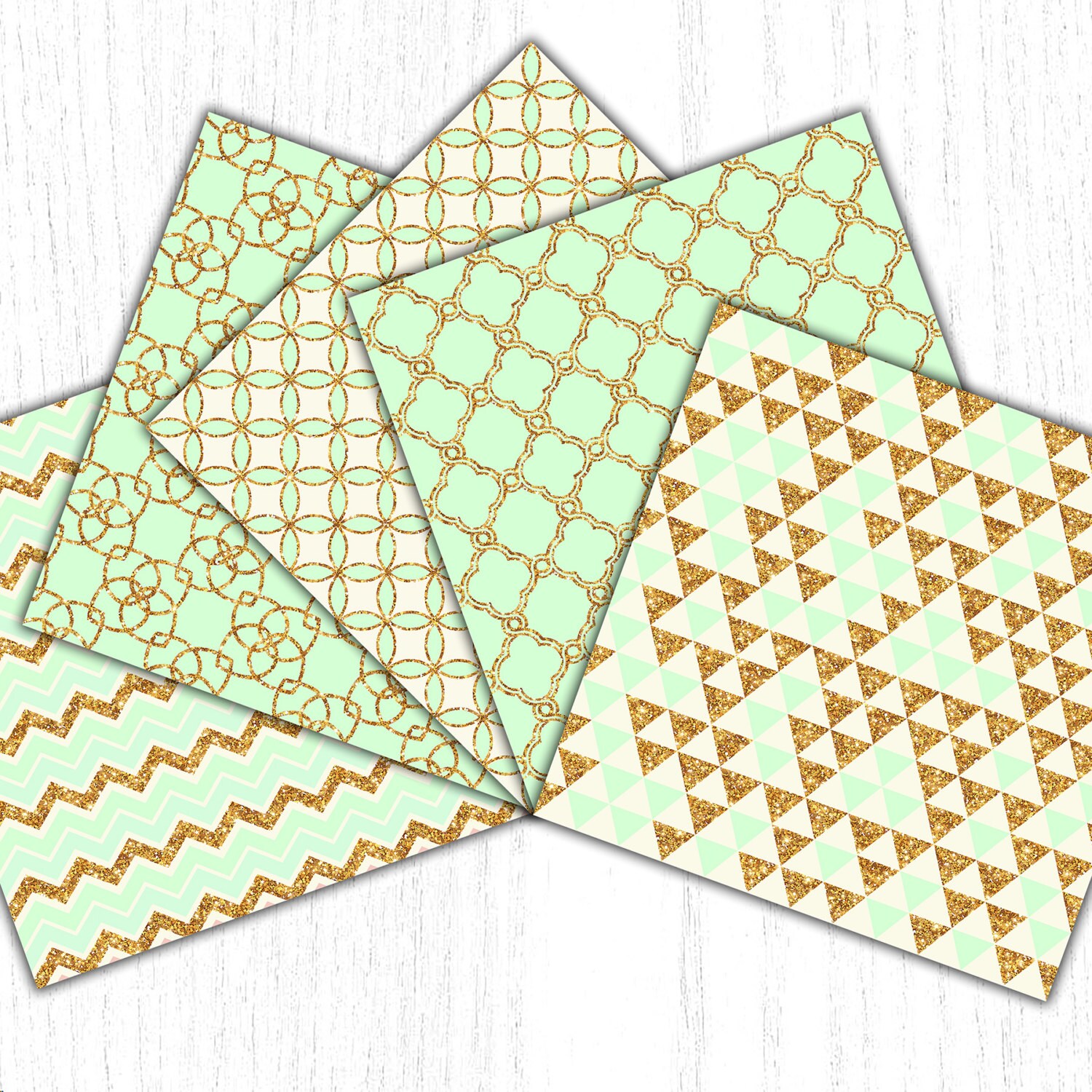 Gold Mint Digital Paper Pack Seamless Patterns Printable Planner ...