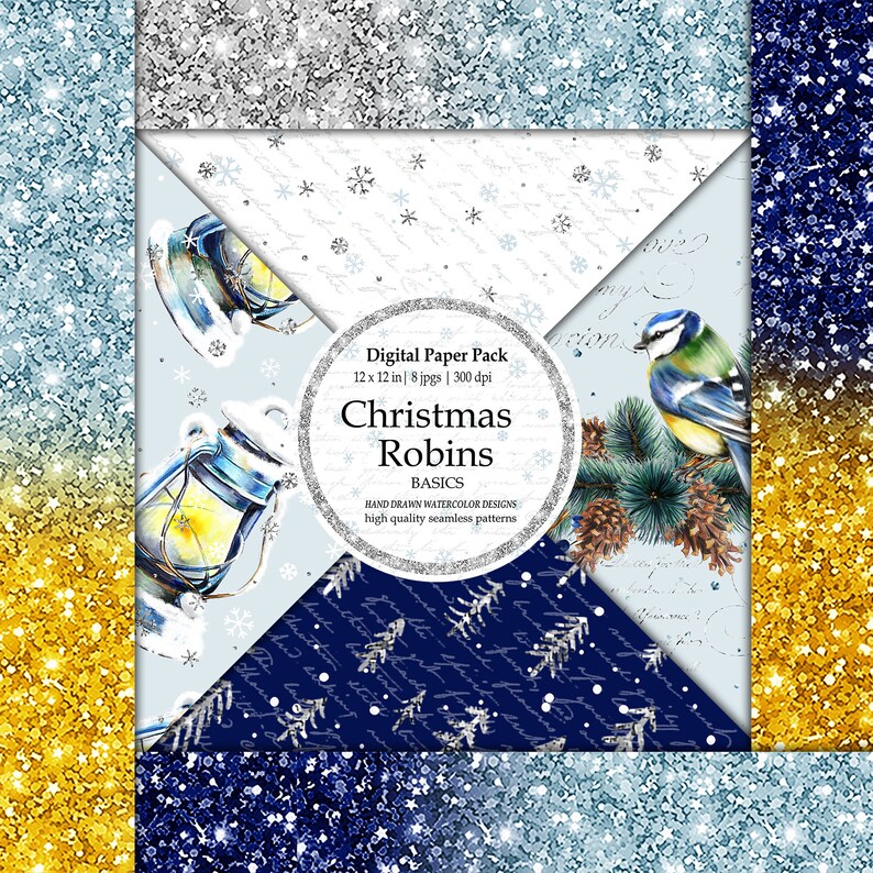 Christmas Digital Papers Watercolor Backgrounds Winter - Etsy