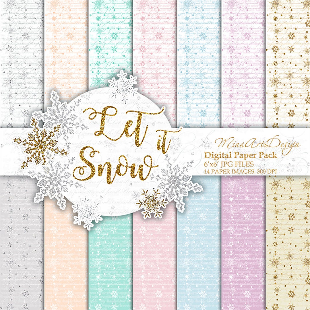 Snowflake Digital Papers, Winter Planner Stickers, Christmas Seamless ...