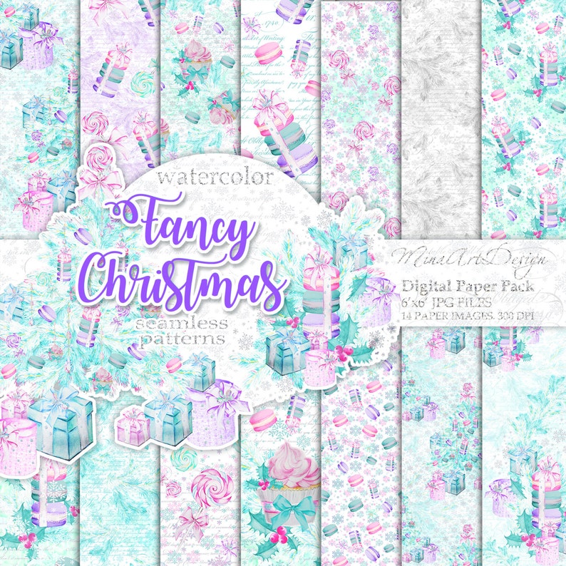 Christmas Digital Papers, Winter Backgrounds, Seamless Surface Patterns ...