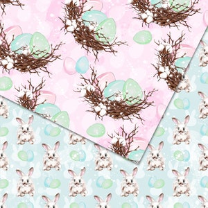 Easter Digital Papers, Spring Planner Stickers, Cute Bunny, Pastel Eggs ...