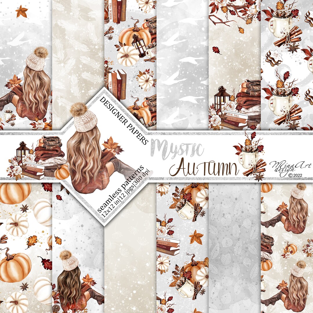 Fall Digital Papers, Autumn, Planner Stickers, Fashion Girl ...